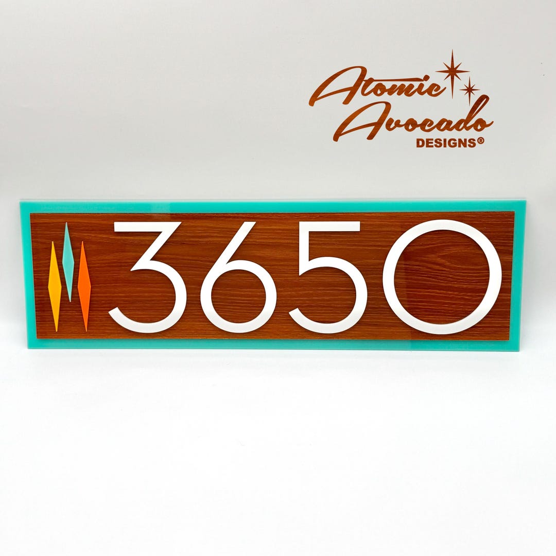 Mid Century Modern "clark" Address Sign: Retro Horizontal House Numbers ...