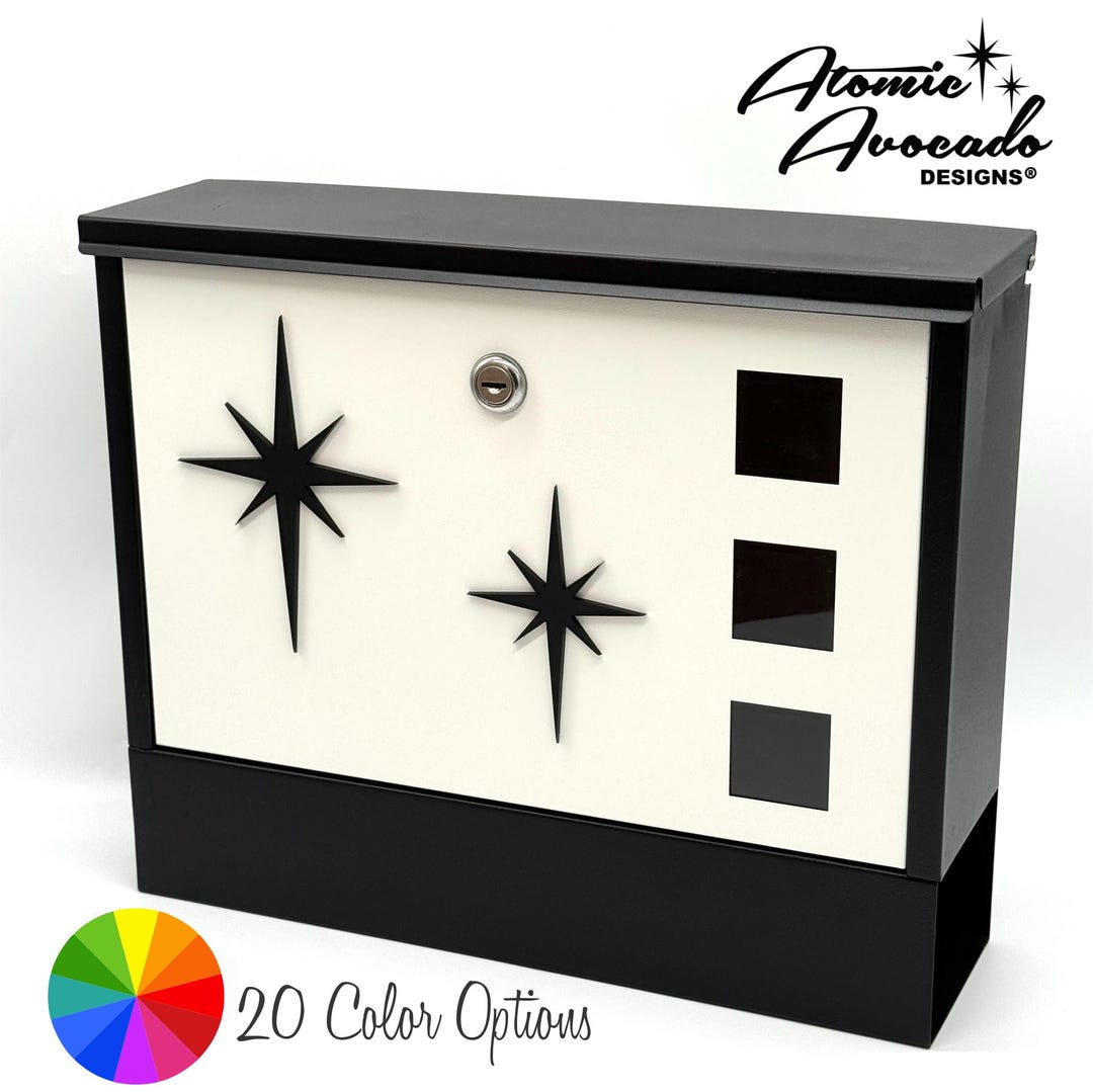 Mid Century Modern Locking Mailbox: Wall-mounted Steel Mail Box With ...