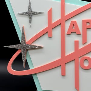 Mid Century Modern "happy Home" Sign | Tabletop Display | Retro Decor ...