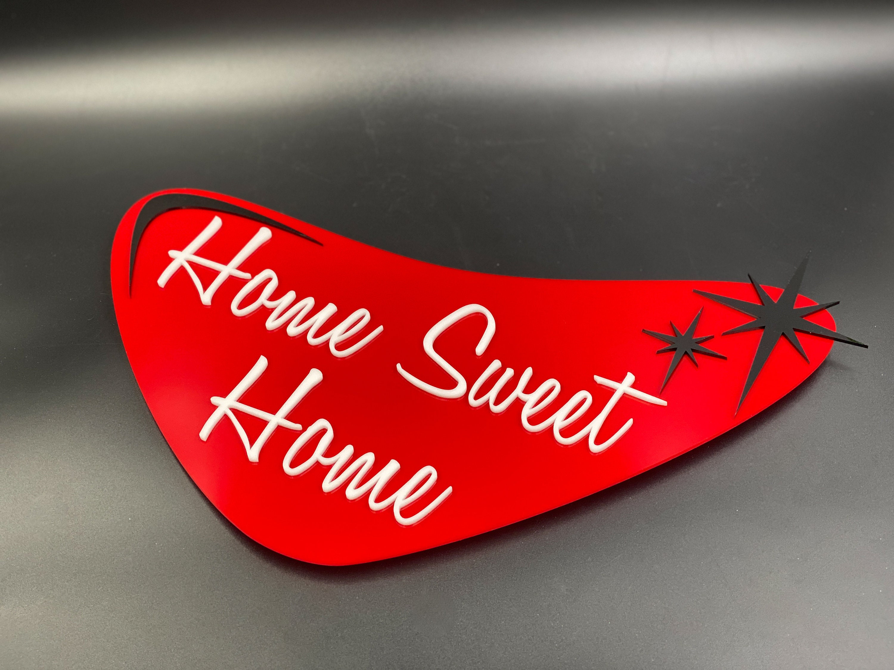 Mid Century Modern "home Sweet Home" Name Sign | Abstract Boomerang ...