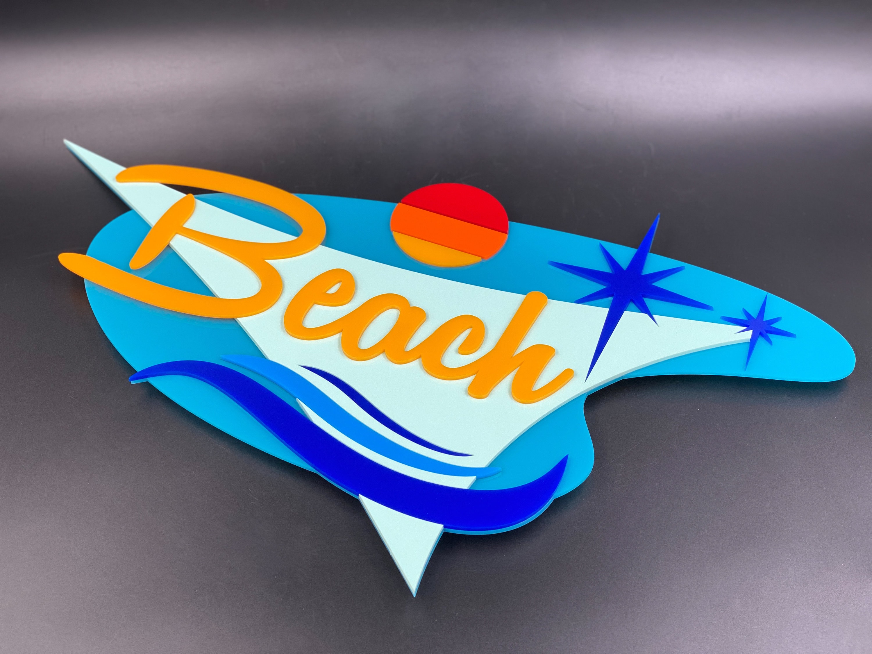 Mid Century Modern "atomic Beach" Sign: Personalized Coastal Plaque - Etsy