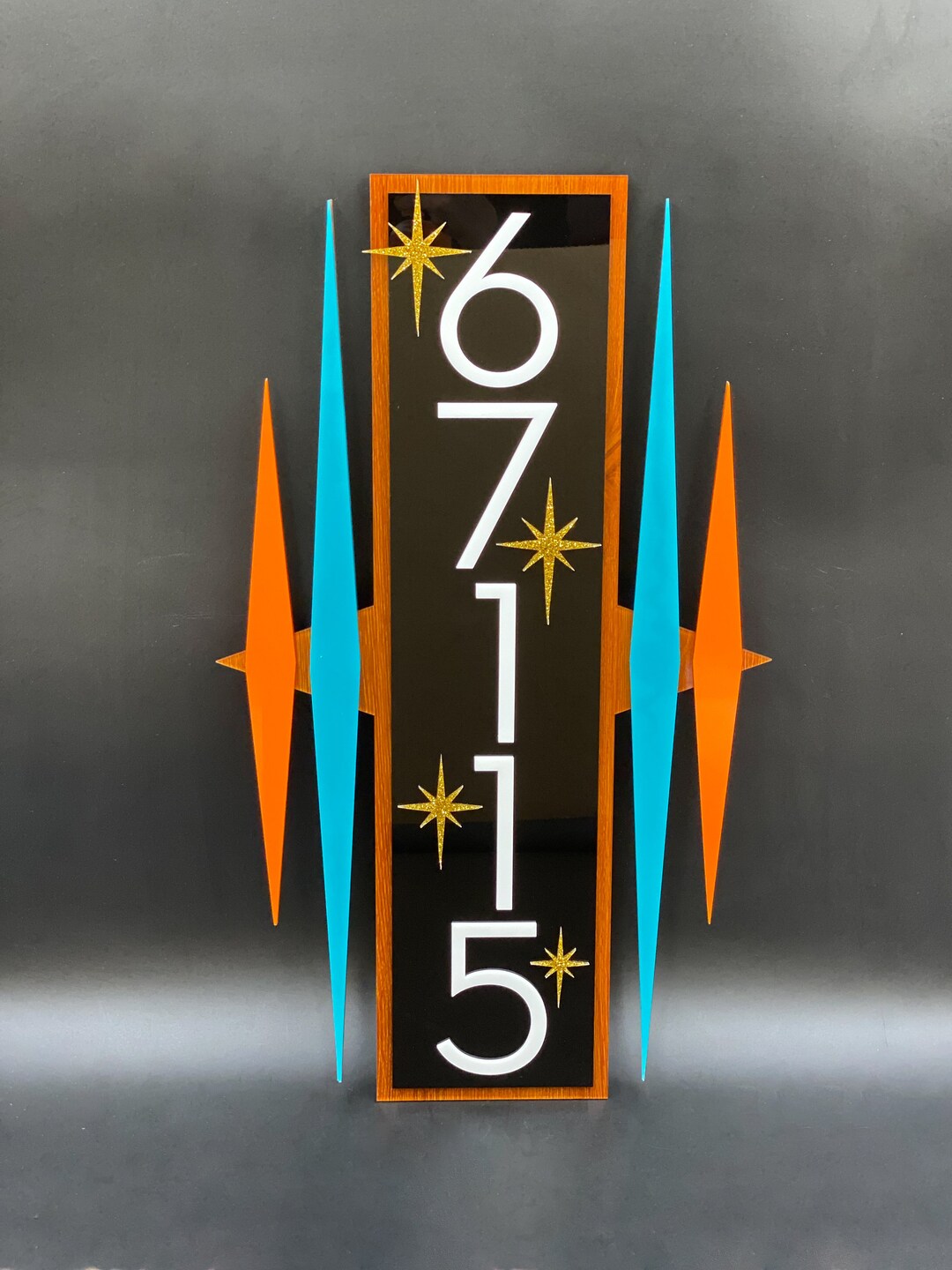 3D Mid Century Modern "frequency" Address Sign | Vertical Modern House ...