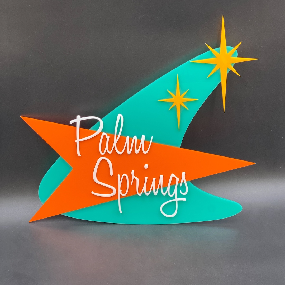 3D Mid Century Modern atomic Boomerang Sign Retro Decor Palm Springs ...