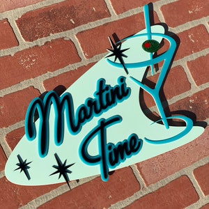 Mid Century Modern "martini Time" Sign | Cocktail Lounge | Happy Hour ...