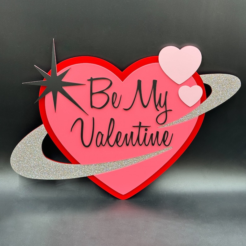 Personalized Mid Century Modern "atomic Valentine" Sign | Valentine's ...