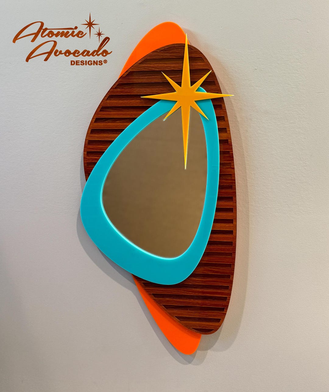 Mid Century Modern “strata Ii" Wall Mirror | Slat Wall Style | Vertical ...