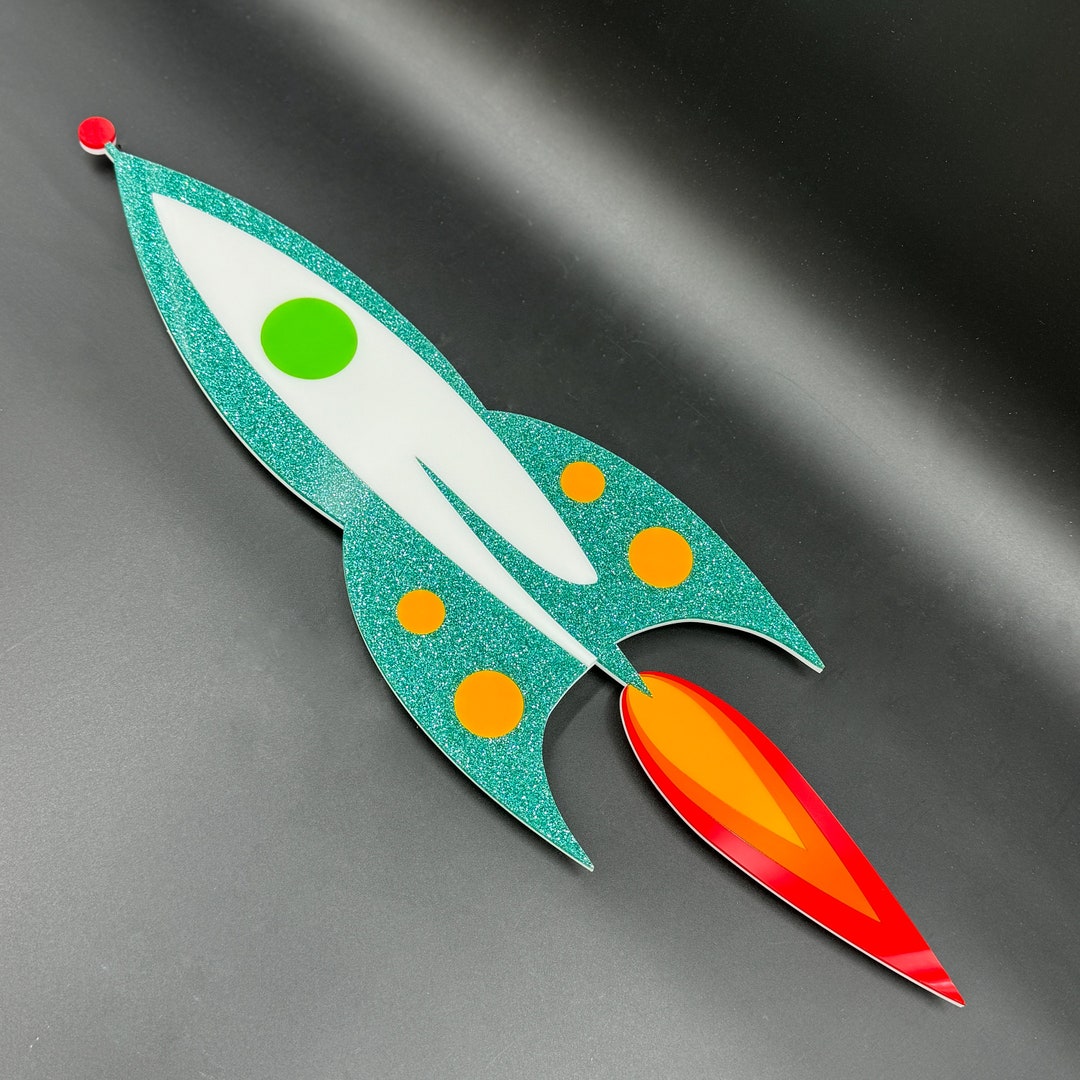 Mid Century Modern rocket Wall Art Space Age Decor Outer Space Retro ...