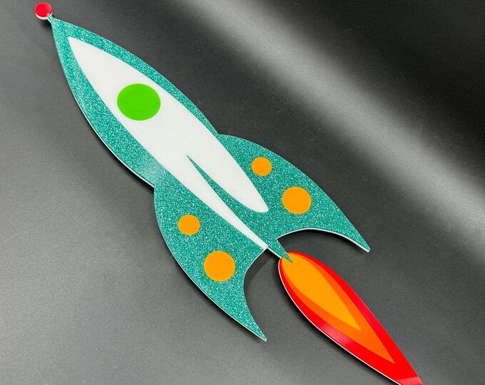 Mid Century Modern rocket Wall Art Space Age Decor Outer Space Retro ...