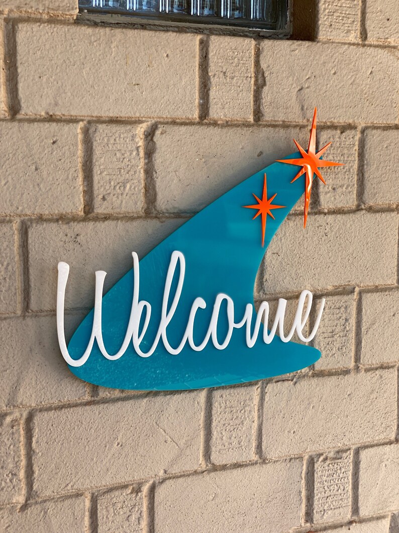 3D Mid Century Modern Atomic Boomerang Welcome Sign - Etsy UK
