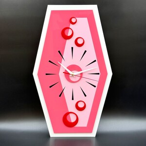 Mid Century Modern mid Mod Tick Tock Wall Clock Handcrafted 3D Retro ...
