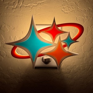Mid Century Modern Night Light | "cosmic Star" Design | Retro Starburst ...