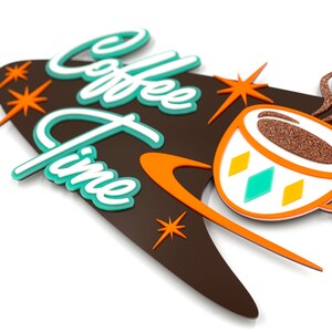 3D Mid Century Modern "coffee Time" Sign | Retro Wall Art | Coffee Bar ...