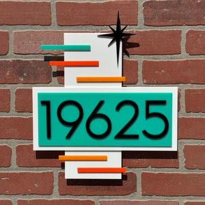 3D Mid Century Modern "stacked Stone" Address Sign | Modern House ...