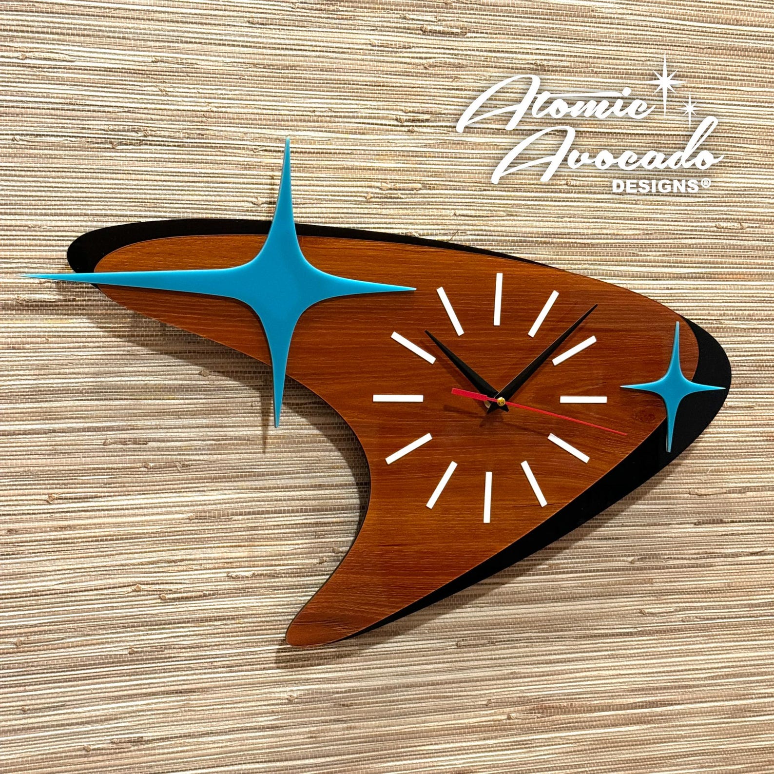 Retro Mid Century Modern “atomic Boomerang" Wall Clock | Three ...