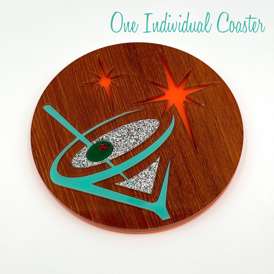 Mid Century Modern Martini Coaster | ONE Individual Coaster | "martini ...