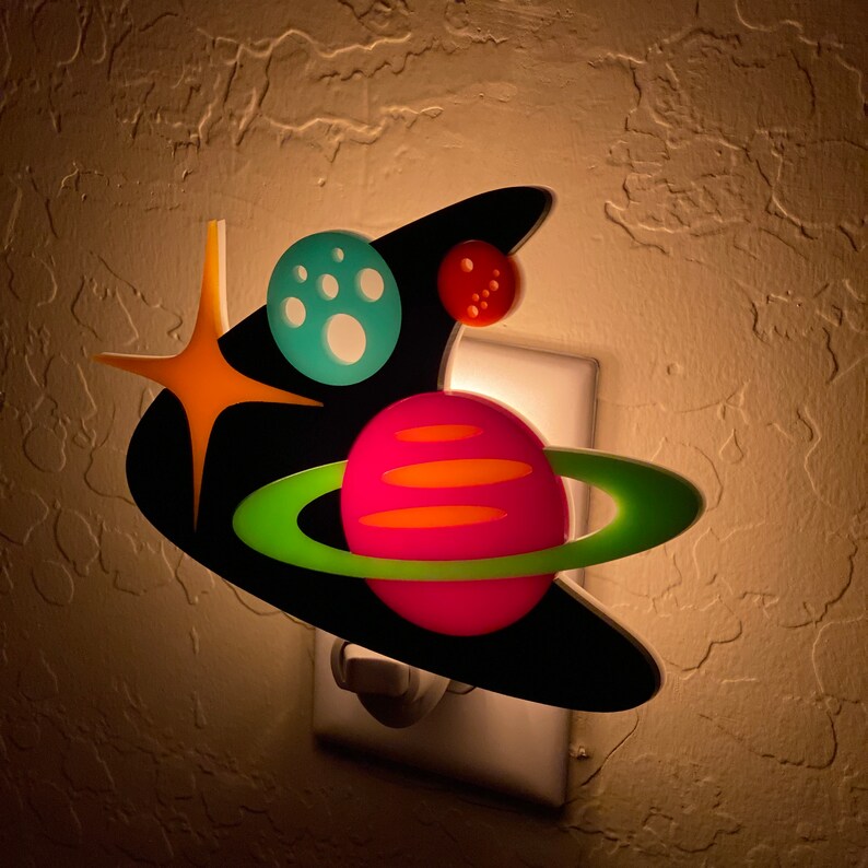 Handcrafted "space" Night Light: Retro Boomerang Galaxy and Planets - Etsy