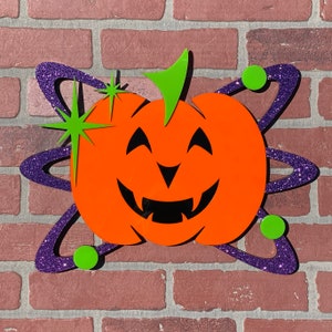 3D Mid Century Modern "atomic Pumpkin" Sign | Retro Halloween Decor ...