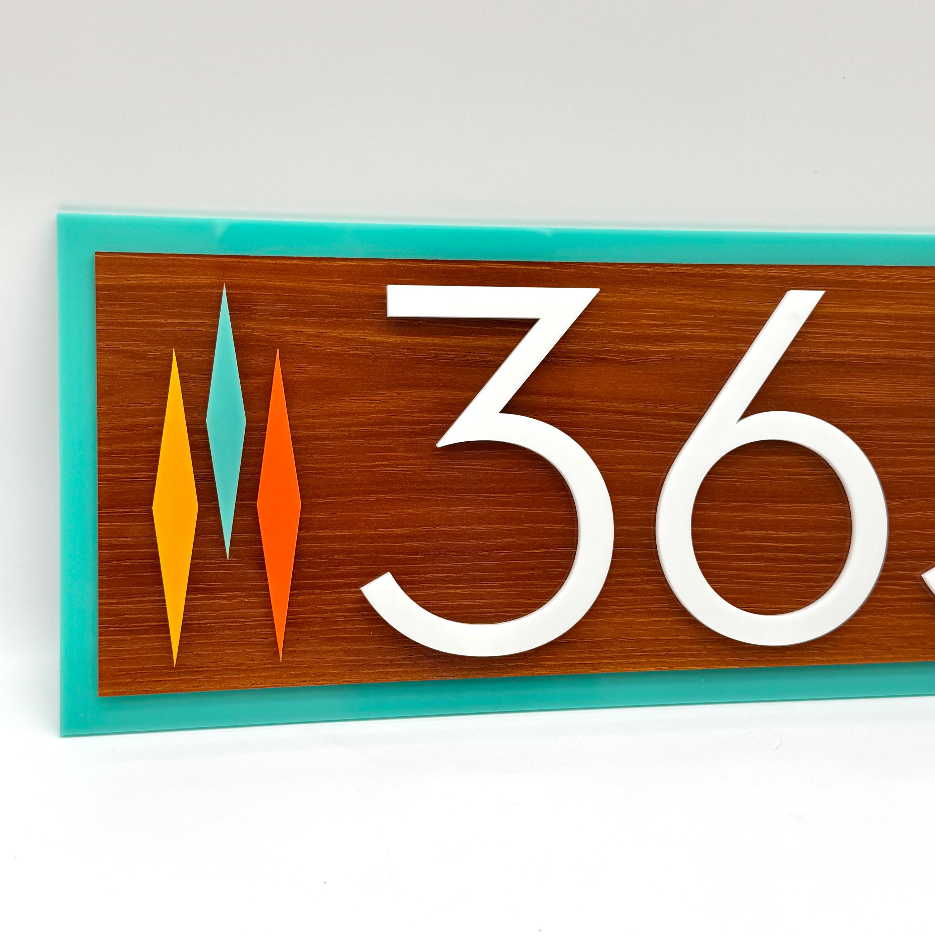 Mid Century Modern "clark" Address Sign: Retro Horizontal House Numbers ...
