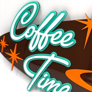 3D Mid Century Modern "coffee Time" Sign | Retro Wall Art | Coffee Bar ...