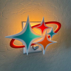 Mid Century Modern Night Light | "cosmic Star" Design | Retro Starburst ...