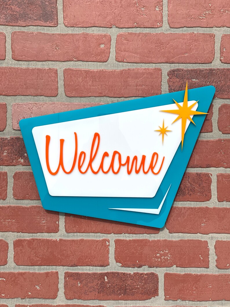 3D Mid Century Modern starlite Welcome Sign - Etsy
