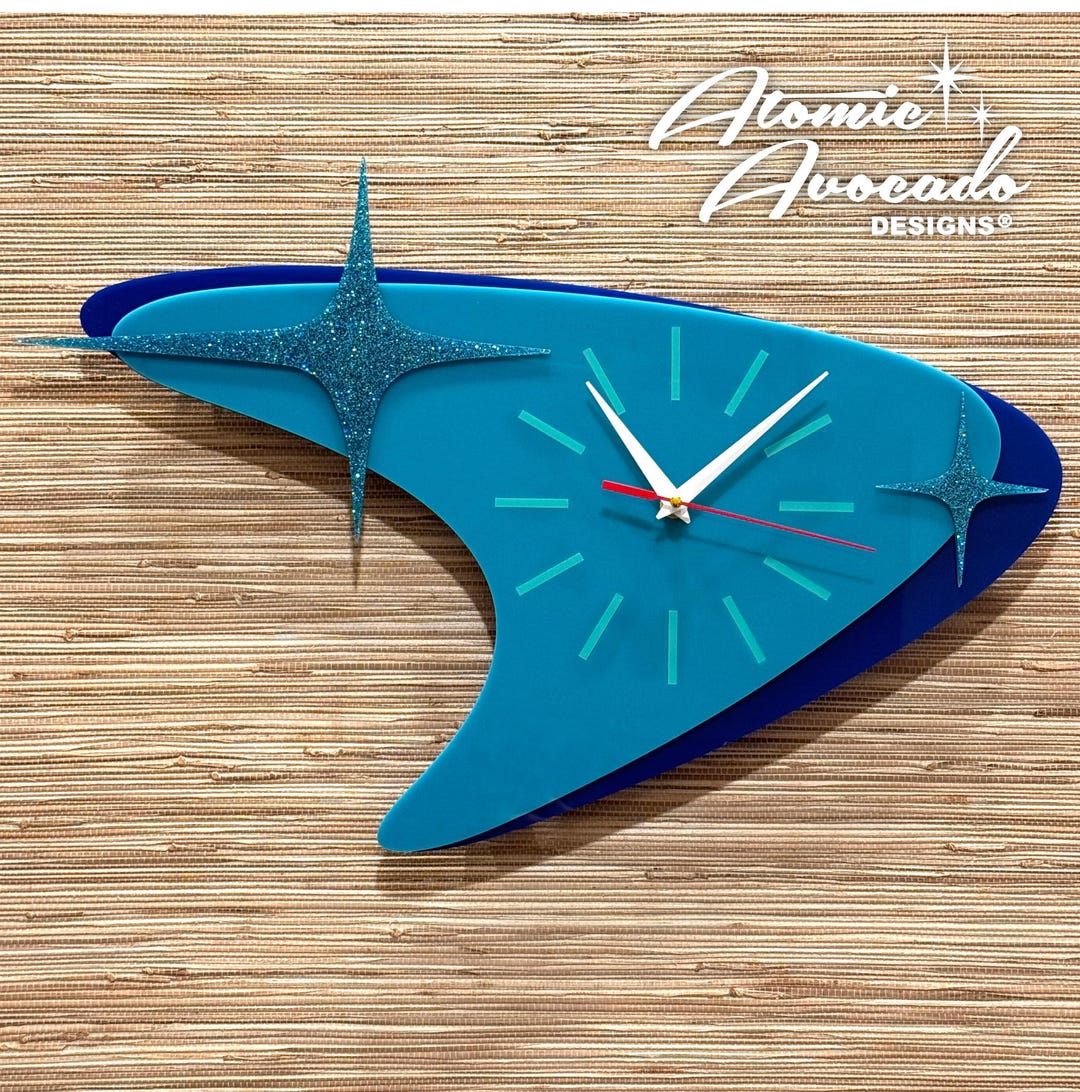 Retro Mid Century Modern “atomic Boomerang" Wall Clock | Custom With ...