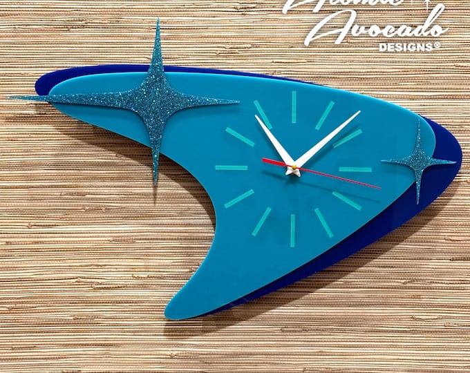 Retro Mid Century Modern “atomic Boomerang" Wall Clock | Custom With ...