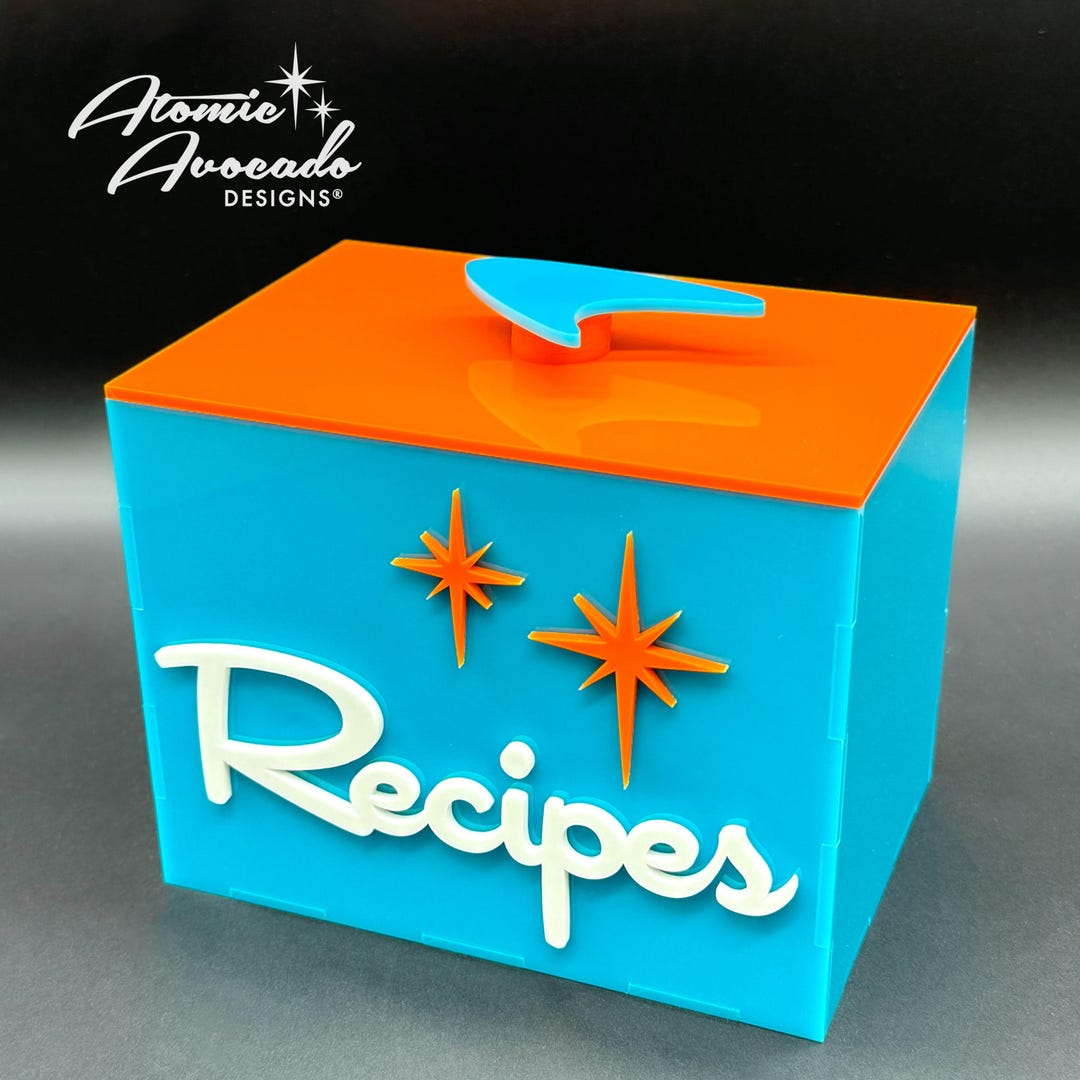 Mid Century Modern Recipe Box Retro Kitchen Atomic Starburst Space Age ...