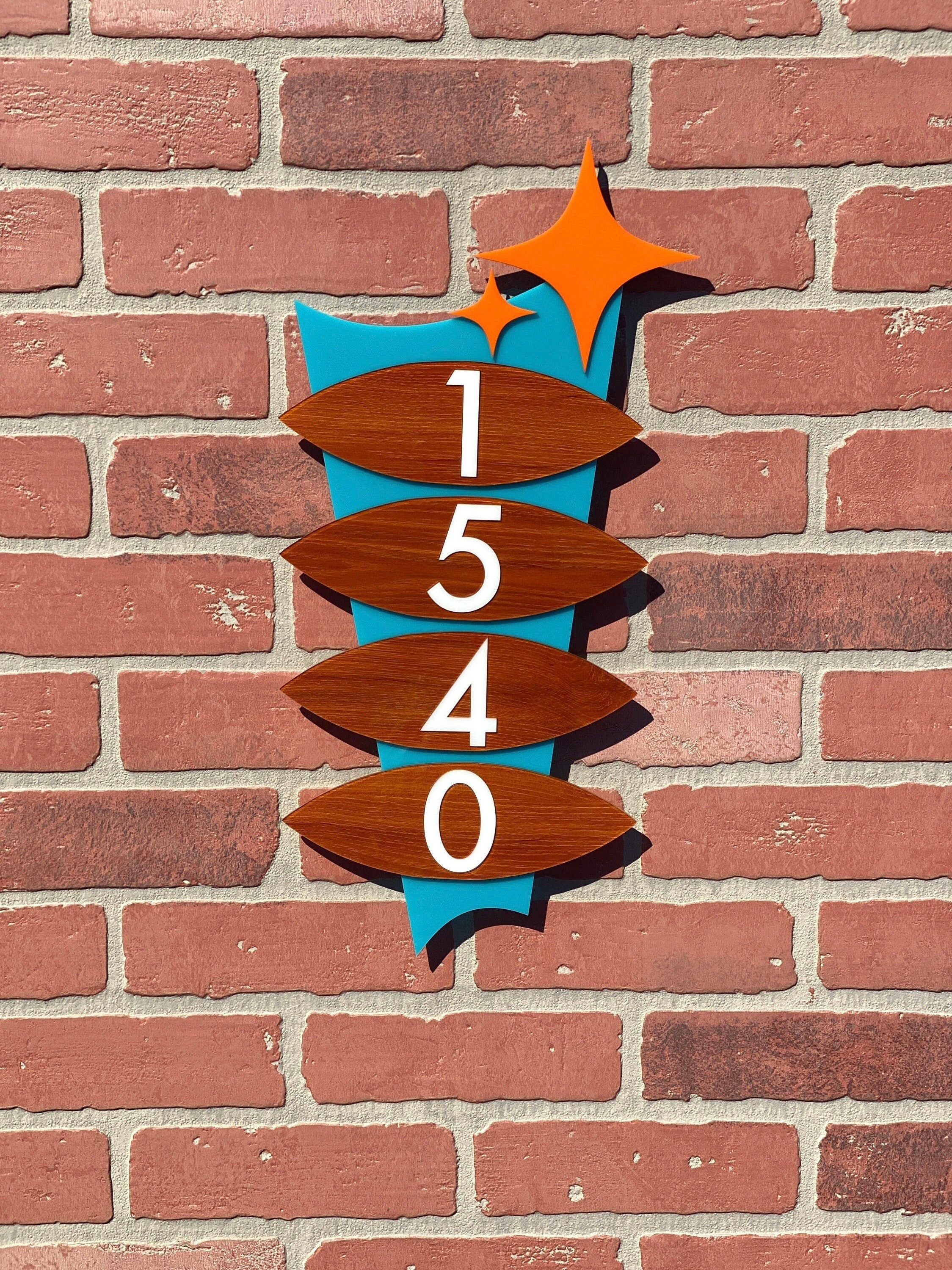 Mid Century Modern "marquee" Address Sign | Modern House Numbers | Wall ...