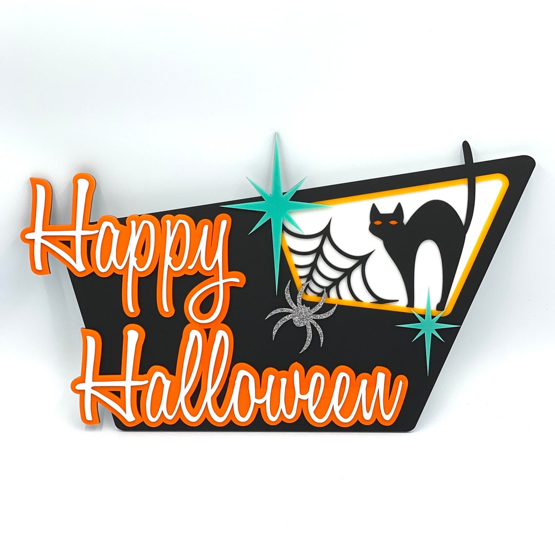 3D Mid Century Modern "happy Halloween" Sign | Retro Halloween Decor ...