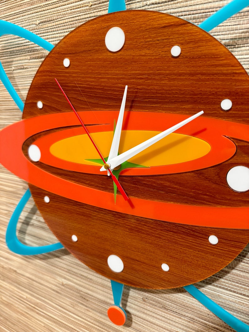 Mid Century Modern “atomic Cosmos" Wall Clock | Handcrafted | Retro ...