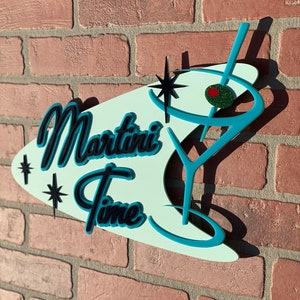 Mid Century Modern "martini Time" Sign | Cocktail Lounge | Happy Hour ...