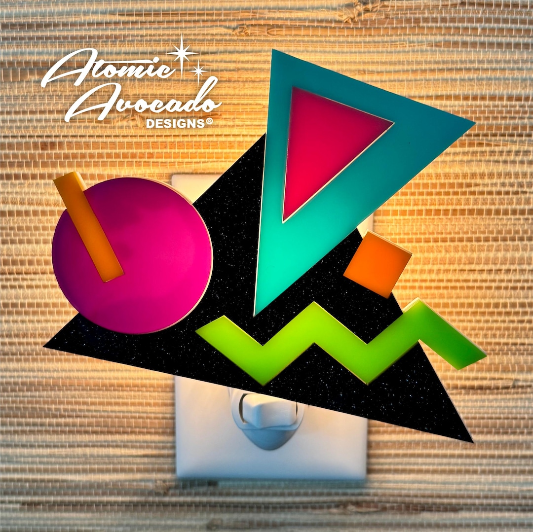 Retro "80s" Night Light | Geometric Abstract Shapes | 1980s Nostalgia ...