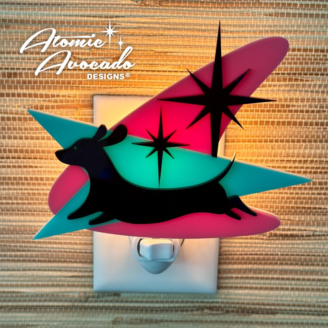 Mid Century Modern "dachshund" Night Light: Retro Atomic Boomerang - Etsy