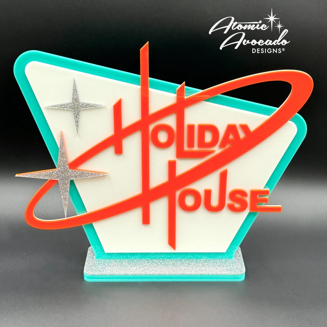 Mid Century Modern "holiday House" Sign | Retro Tabletop Display ...