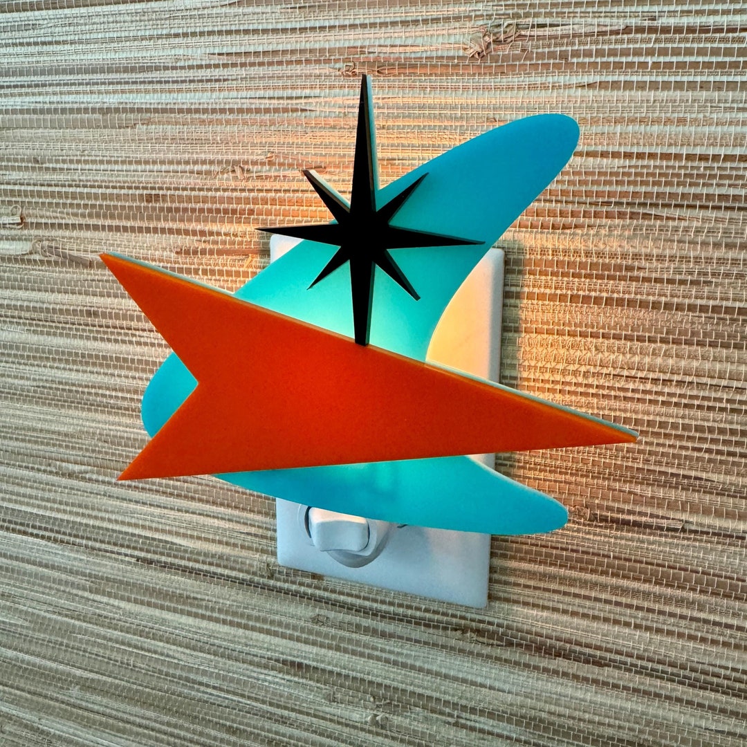 Mid Century Modern Night Light | "atomic Boomerang" Design | Retro ...