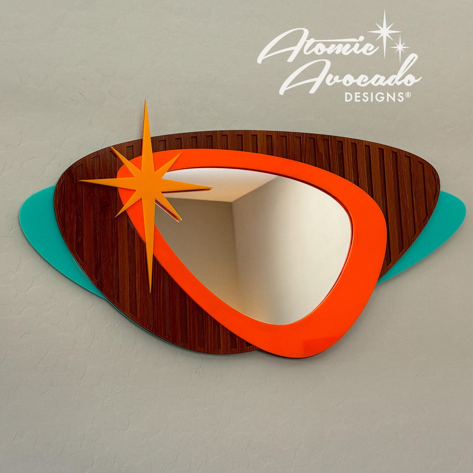 Mid Century Modern "strata Ii" Wall Mirror: Retro Futuristic Decorative ...