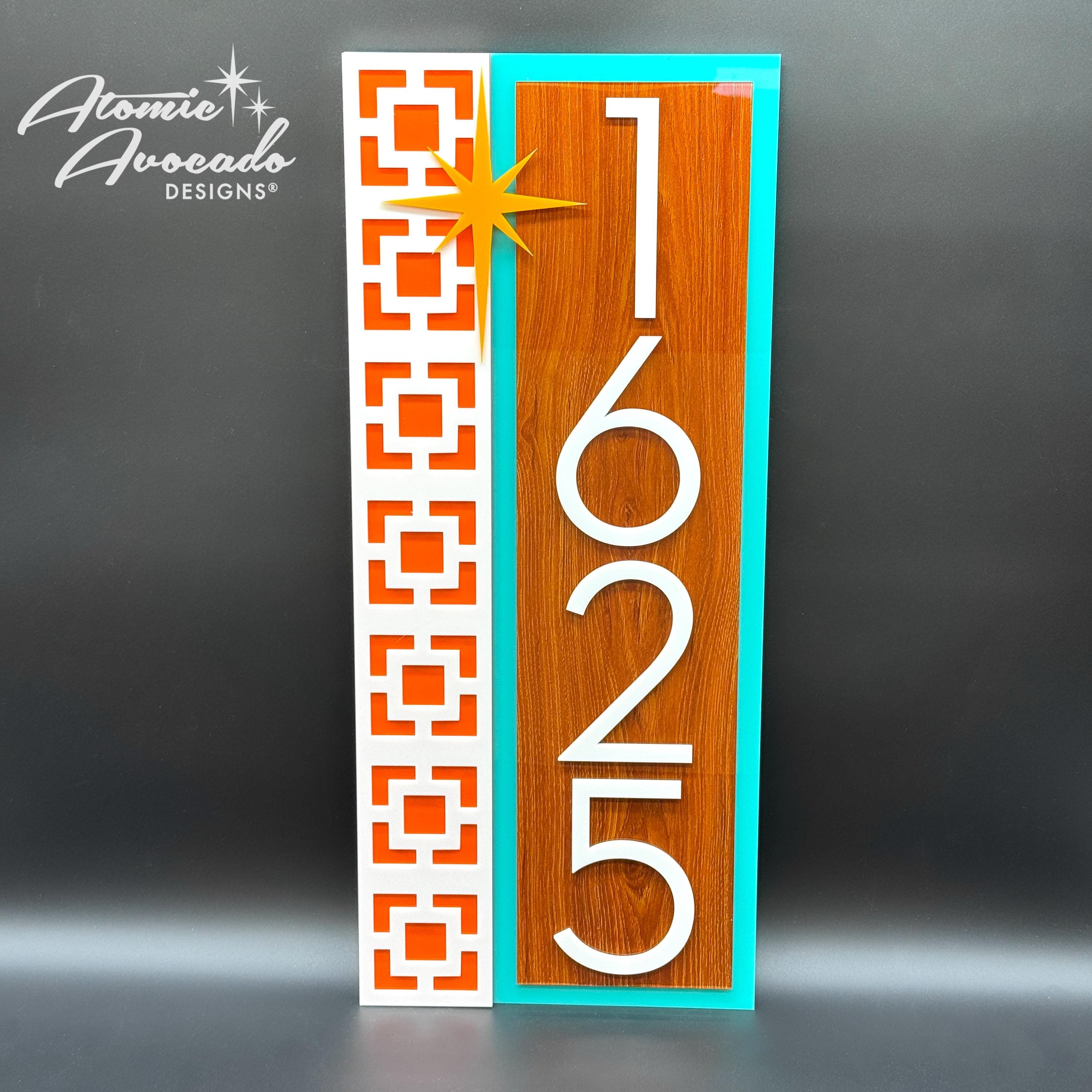 Mid Century Modern "mod Block" Address Sign: Retro Breeze Block House ...