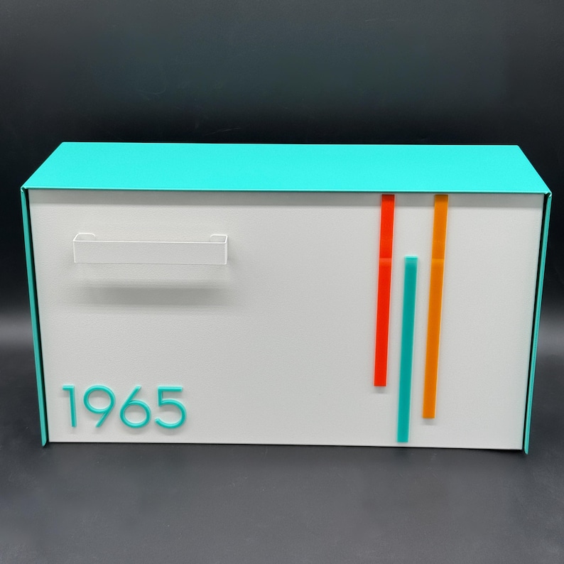 Large Mid Century Modern Mailbox | Retro Aqua | Heavy Duty Wall-mounted ...