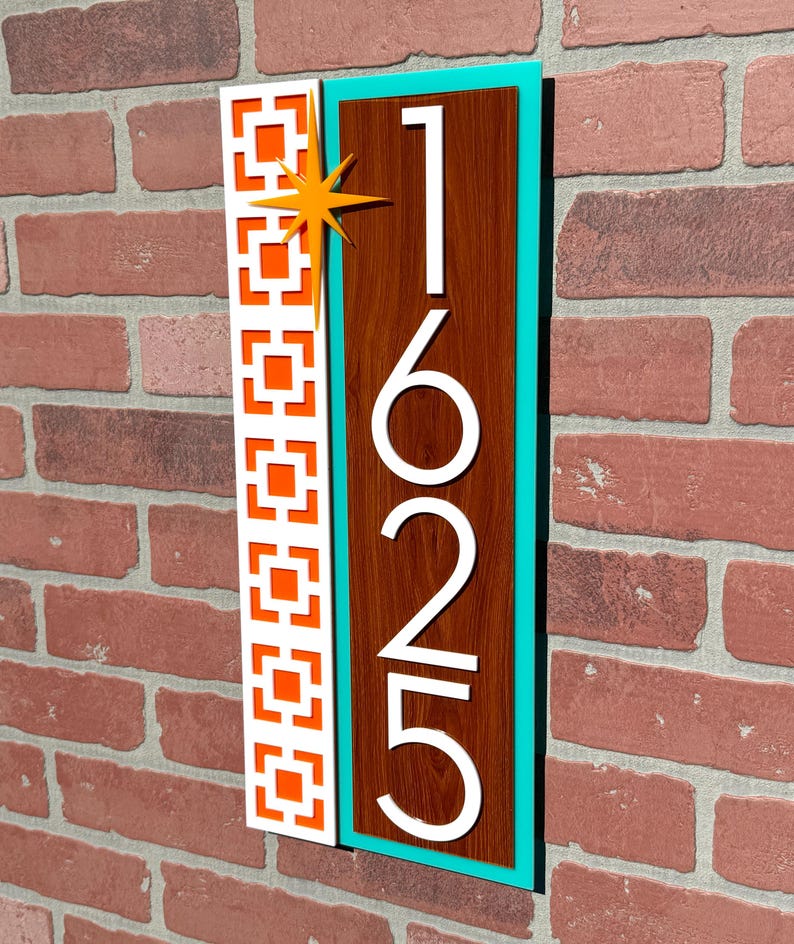 Mid Century Modern "mod Block" Address Sign: Retro Breeze Block House ...