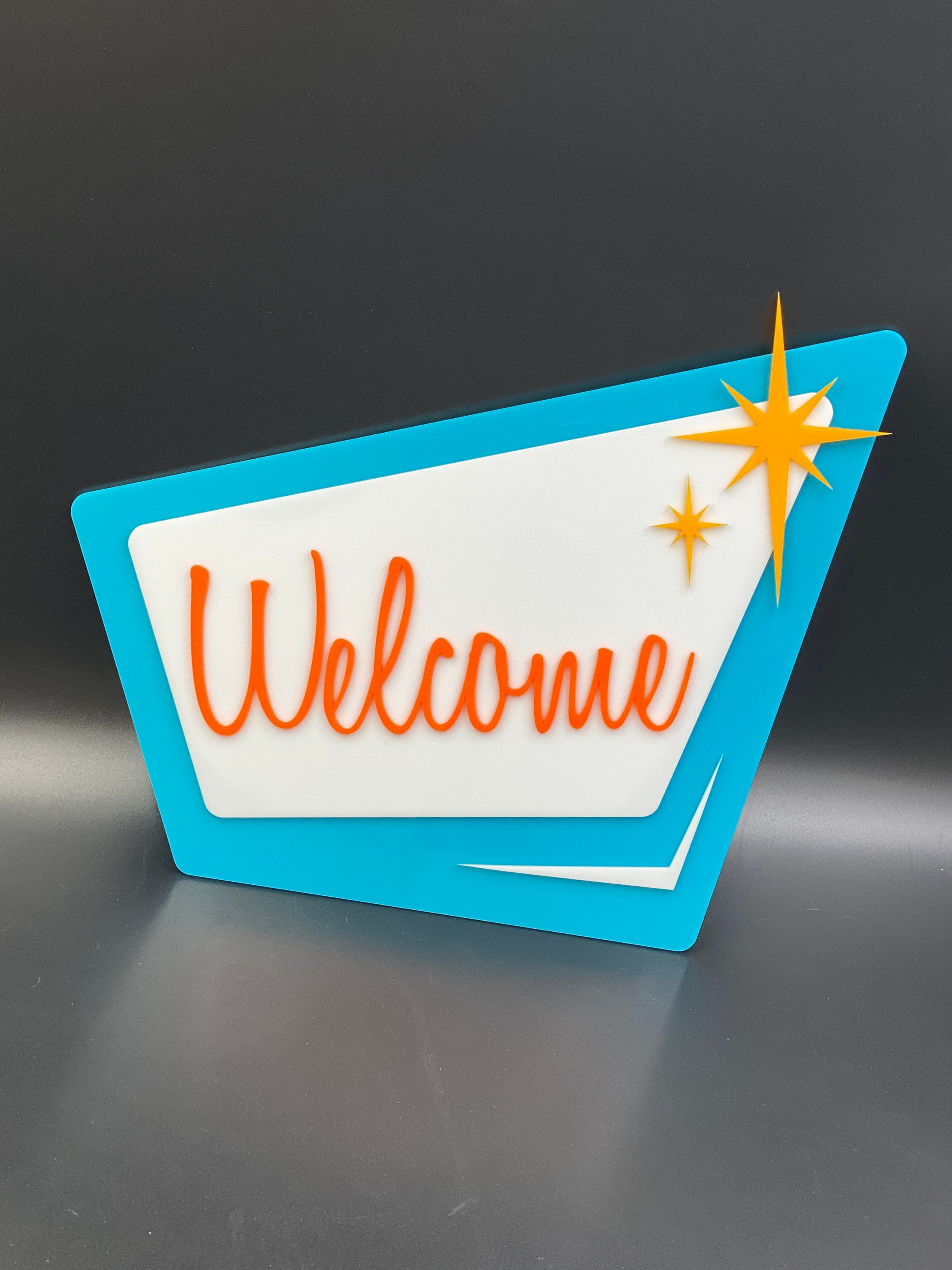 3D Mid Century Modern starlite Welcome Sign | Etsy