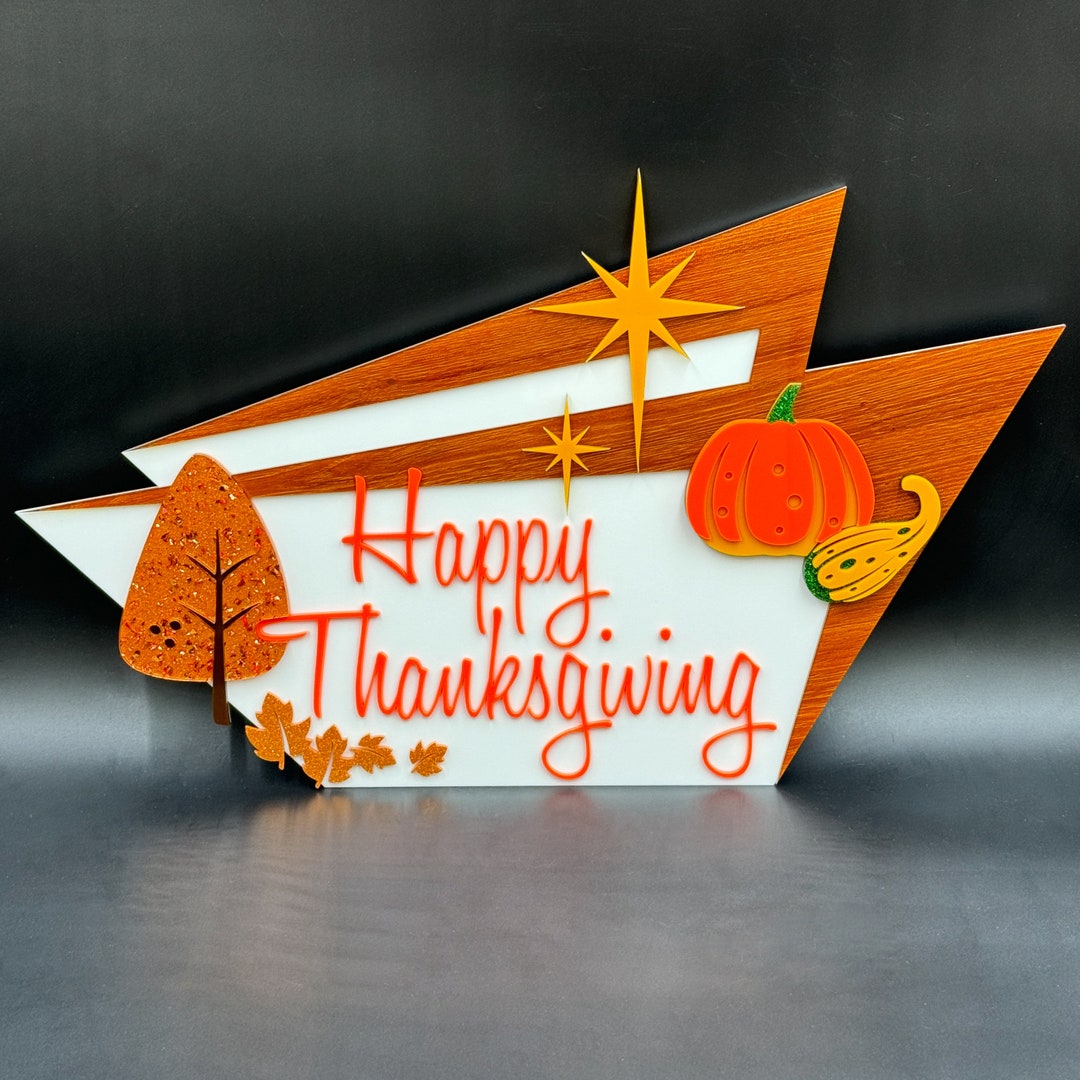 3D Mid Century Modern "mid Mod Thanksgiving" Sign | Atomic Wall Art ...