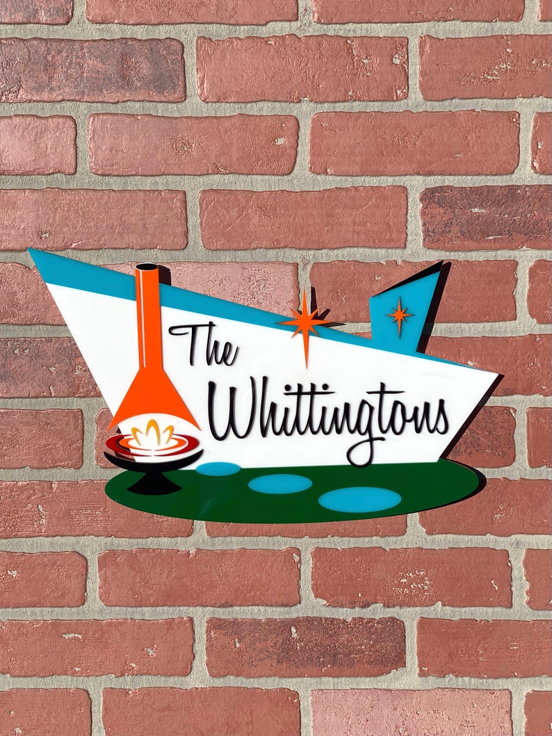 3D Mid Century Modern fireside Family Name Sign - Etsy