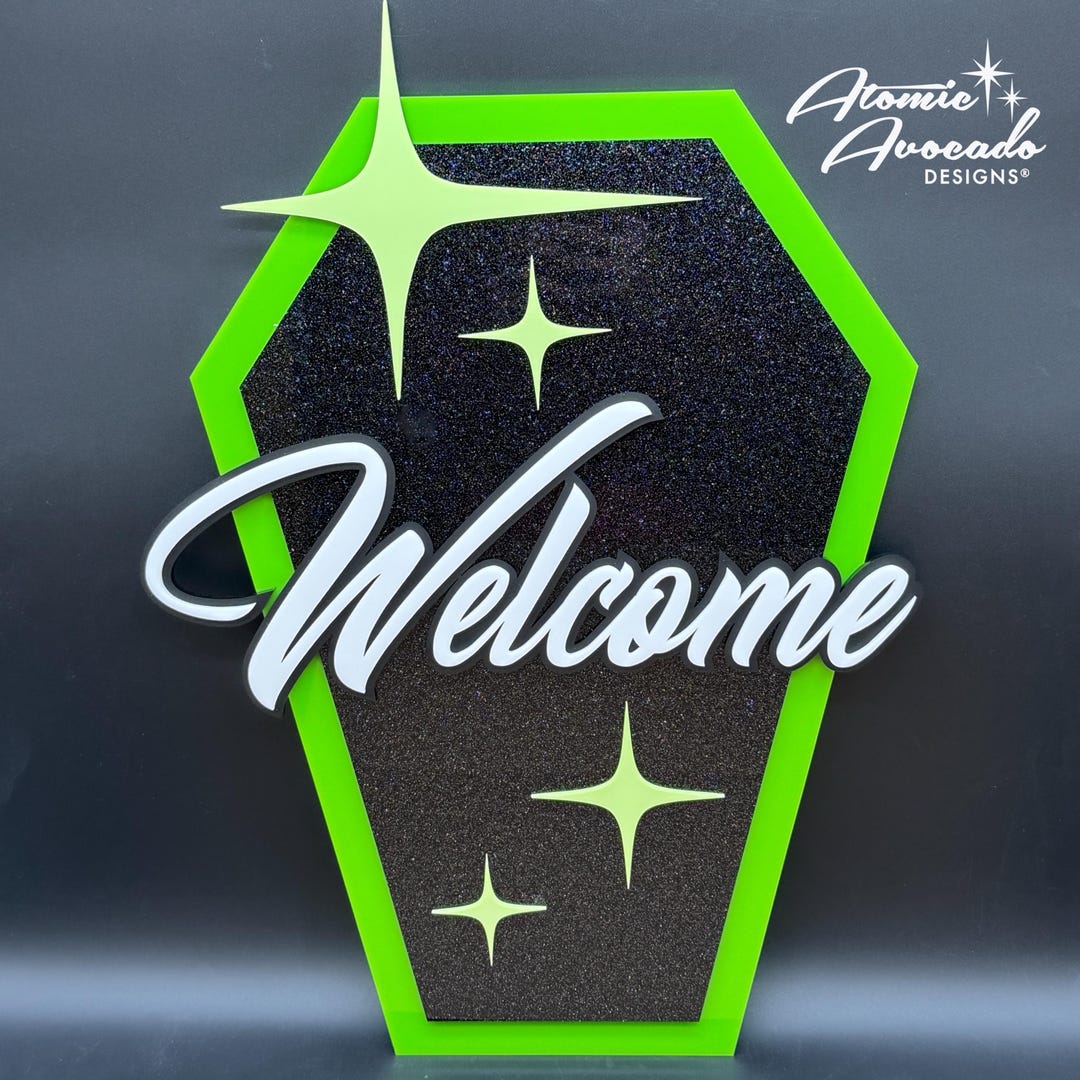 Atomic "cosmic Coffin" Halloween Sign: Mid Century Modern Fall Decor - Etsy