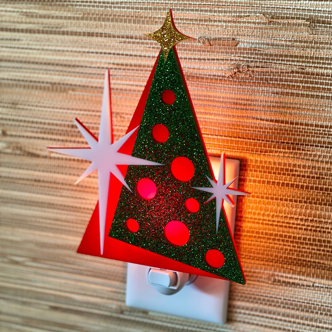 Mid Century Modern Night Light | "yuletide" Design | Holiday Decor ...