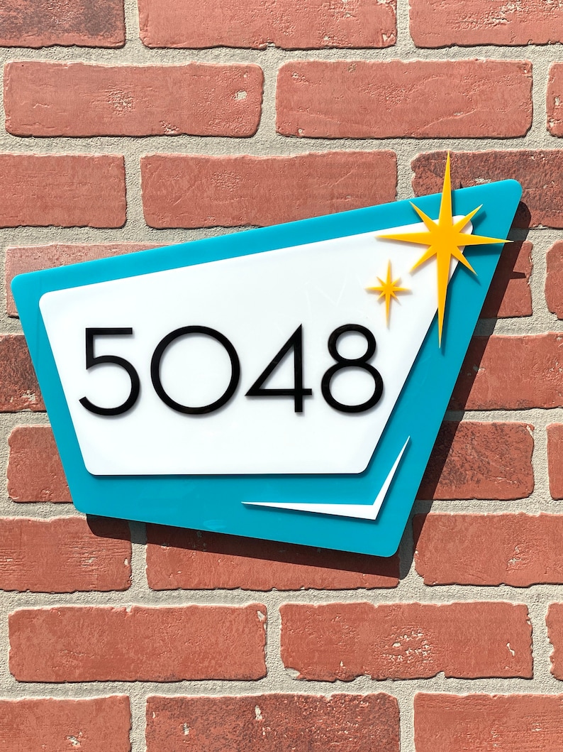 Mid Century Modern "starlite" Address Sign: Retro House Numbers - Etsy