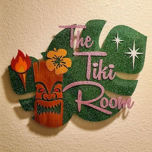 Mid Century Modern SPARKLE "tiki" Sign | Tropical Palm Leaf Style ...