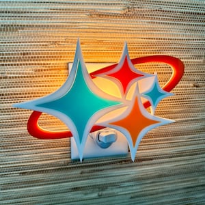 Mid Century Modern Night Light | "cosmic Star" Design | Retro Starburst ...