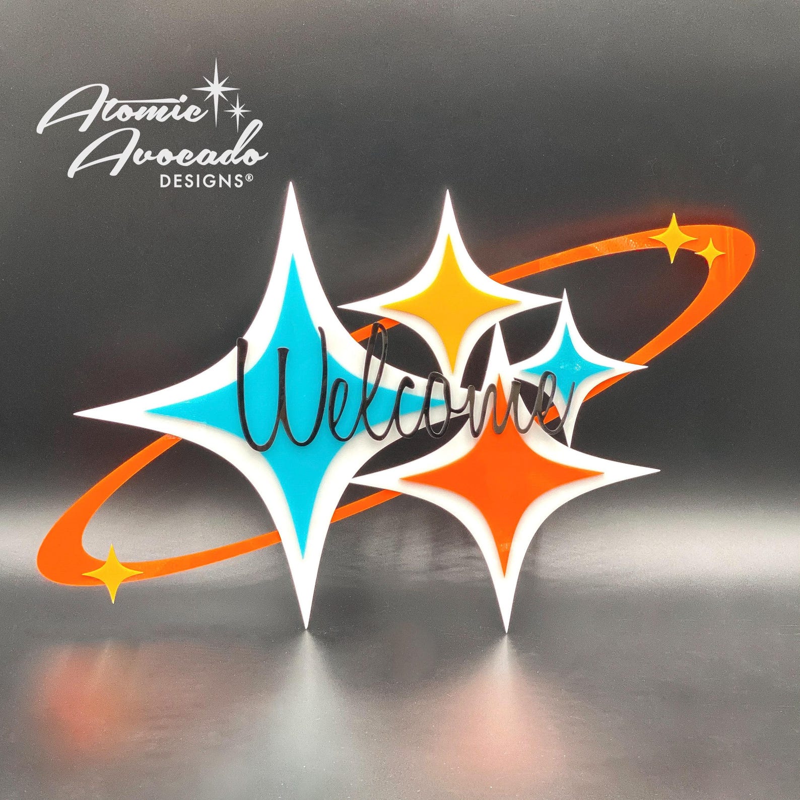 Mid Century Modern "cosmic Star" Welcome Sign: Retro Home Decor - Etsy