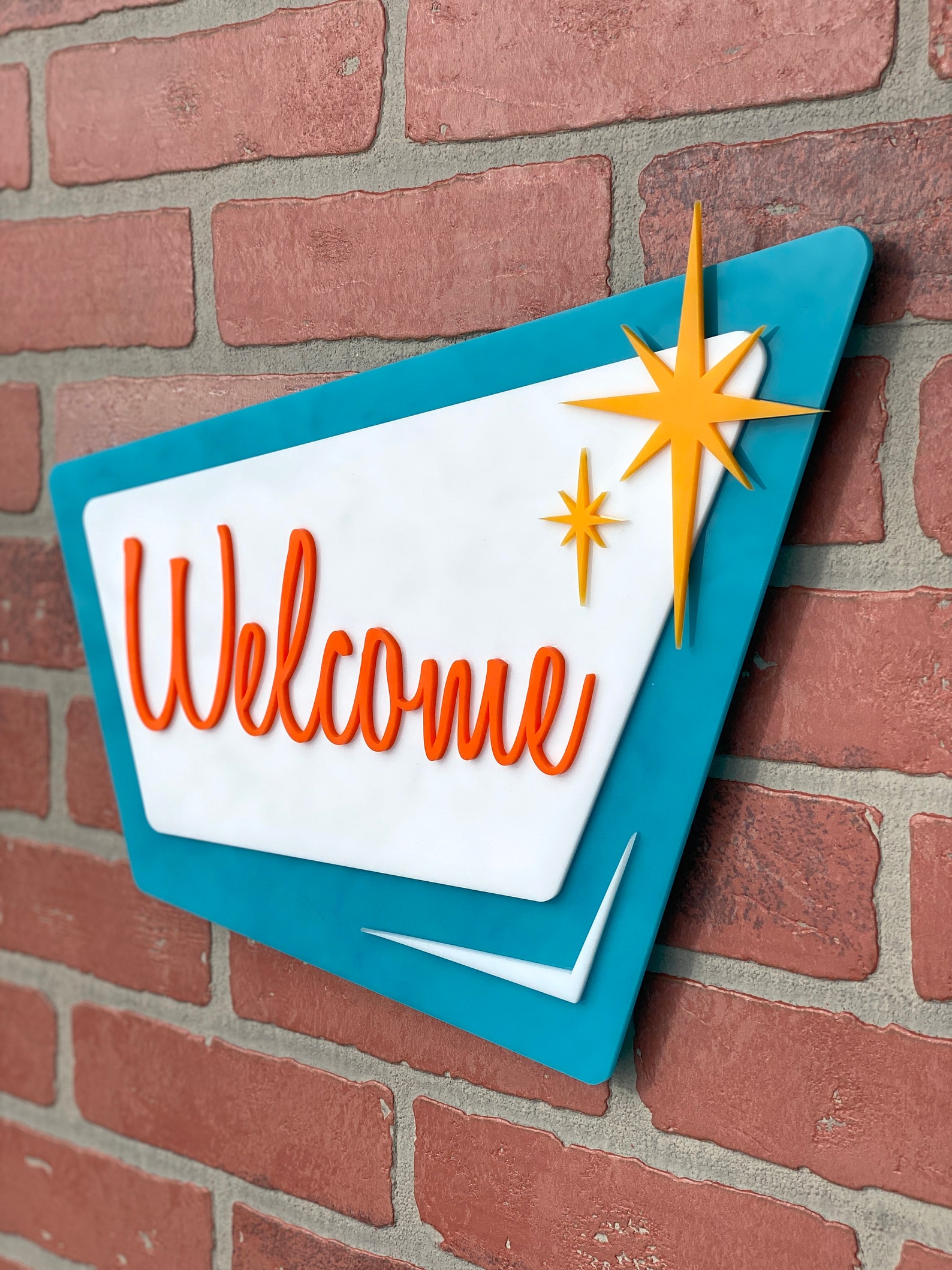 3D Mid Century Modern starlite Welcome Sign - Etsy UK